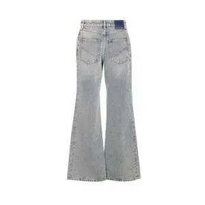 Stella McCartney Bootcut Delave Vintage Jeans With Chain Detail - Blue