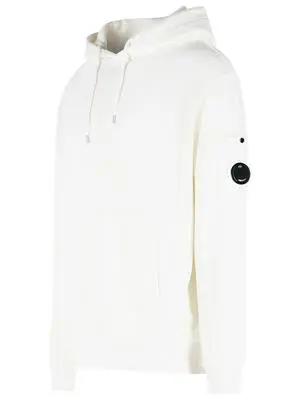 C.P. COMPANY Cotton Sweatshirt With Lens Patch - White