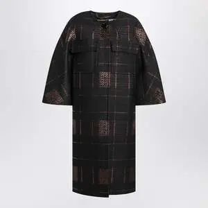 Max Mara Jacquard Lame Cocoon Coat - Gray
