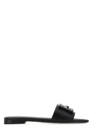 Fendi Leather Baguette Slippers - Black