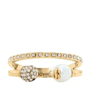 JIMMY CHOO Double Ring With Pearls And Crystals - Gold
