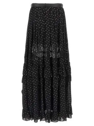 SELF-PORTRAIT And Gold Chiffon Lace Maxi Skirt