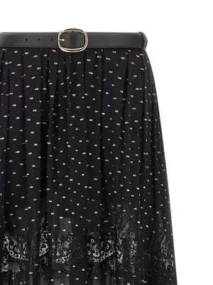 SELF-PORTRAIT And Gold Chiffon Lace Maxi Skirt