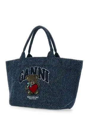 GANNI Tote Bag With Teddy Bear Applique - Multicolor