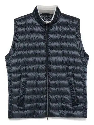 Herno Quilted Stand Collar Zip-up Down Vest - Multicolor