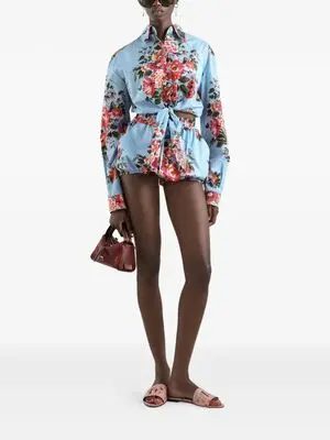 Dolce & Gabbana Floral Print Cotton Shirt - Blue