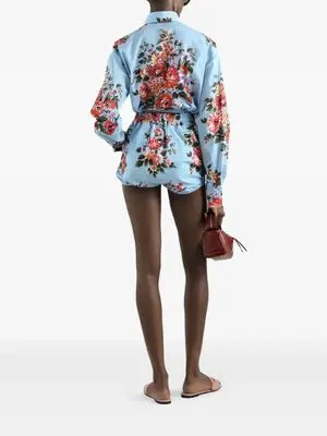 Dolce & Gabbana Floral Print Cotton Shirt - Blue