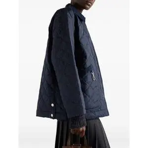 Prada Quilted Velvet Trim Puffer Jacket