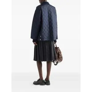 Prada Quilted Velvet Trim Puffer Jacket