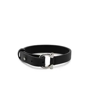 FERRAGAMO Leather Gancini Bracelet - Silver