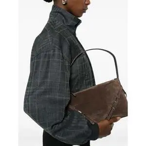 Givenchy Buckle-detail Suede Shoulder Bag - Brown