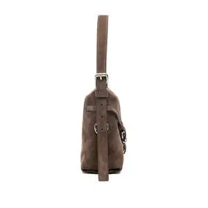 Givenchy Buckle-detail Suede Shoulder Bag - Brown