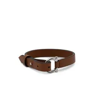 FERRAGAMO Gancini Leather Bracelet - Silver