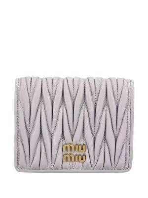 Miu Miu Small Matelassé Nappa Leather Wallet With Snap Closure - Multicolor