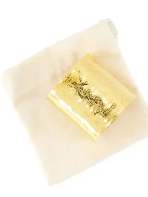 Saint Laurent Cassandre Cuff In Hammered Metal