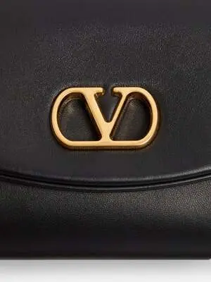 Valentino Garavani Leather Shoulder Bag With Metal Vlogo Signature - Multicolor