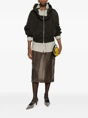 Dries Van Noten Zip-up Jacket With Gathered Neckline - Brown