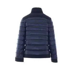 Moncler Quilted Down Jacket With Logo Detail - Blue