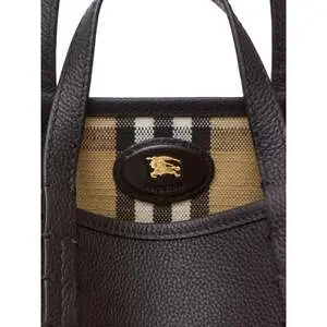 Burberry Tote Bag With Check Pattern - Brown