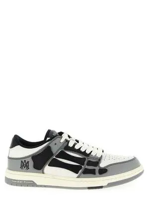 Amiri Varsity Skel Low Top Craquelé Leather Sneakers - Gray