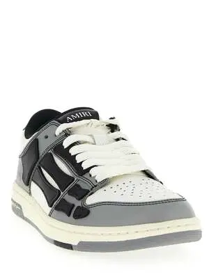 Amiri Varsity Skel Low Top Craquelé Leather Sneakers