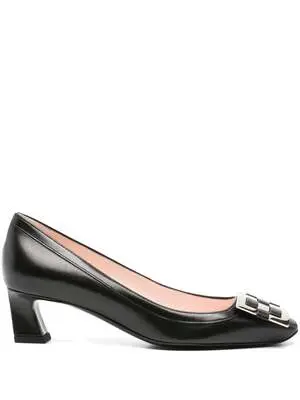 ROGER VIVIER Trompette Leather Pumps With Gold Tone Buckle