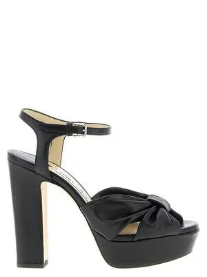 JIMMY CHOO Heloise Nappa Leather Platform Sandals - Black