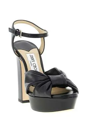 JIMMY CHOO Heloise Nappa Leather Platform Sandals - Black
