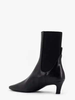 TOTEME The Mid Heel Boot Leather Ankle Boots - Black
