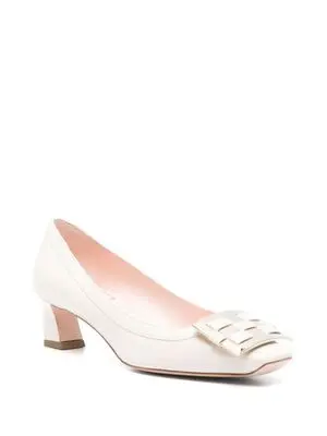 ROGER VIVIER Trompette Leather Pumps With Gold-tone Buckle - Multicolor
