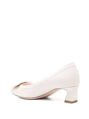 ROGER VIVIER Trompette Leather Pumps With Gold-tone Buckle - Multicolor