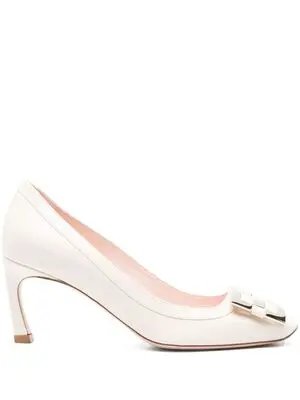 ROGER VIVIER Trompette Leather Pumps With Gold-tone Buckle