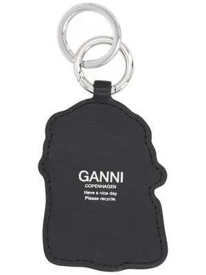 GANNI Leather Keychain - Black