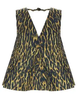 GANNI Leopard Print Top - Multicolor