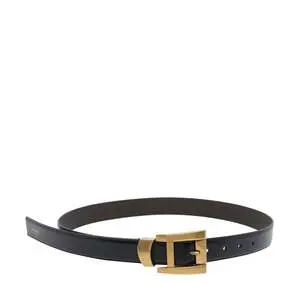 Versace Leather Belt With Logo Buckle - Black