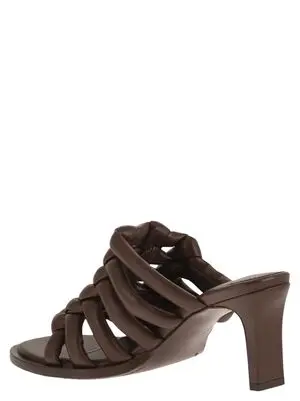 TOD'S Nappa Leather Padded Weave Clogs - Brown