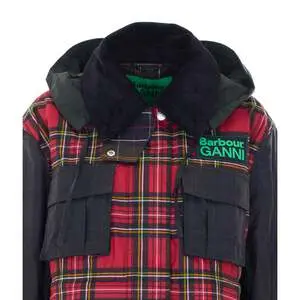BARBOUR X GANNI Tartan Peplum Wax Jacket