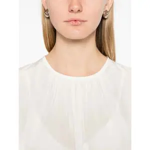 Max Mara Silk Long Sleeve Gathered Detail Blouse