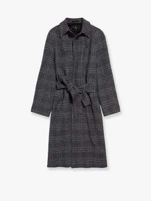 Balenciaga Wool Coat With Removable Belt - Multicolor