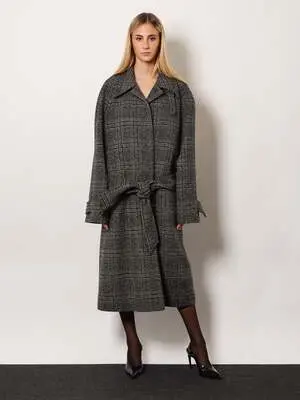 Balenciaga Wool Coat With Removable Belt - Multicolor