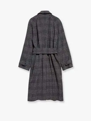 Balenciaga Wool Coat With Removable Belt - Multicolor