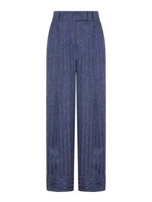 Giorgio Armani Pleated Silk Trousers - Blue