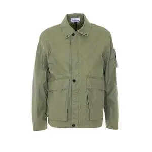Stone Island Waxed Pigment Cotton Tela Logo Jacket - Green