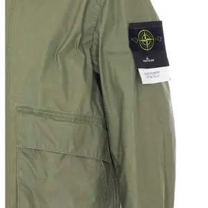 Stone Island Waxed Pigment Cotton Tela Logo Jacket - Green