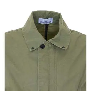 Stone Island Waxed Pigment Cotton Tela Logo Jacket - Green