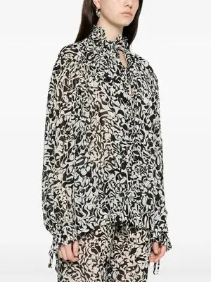 Dries Van Noten Abstract Print Ruffled Collar Shirt