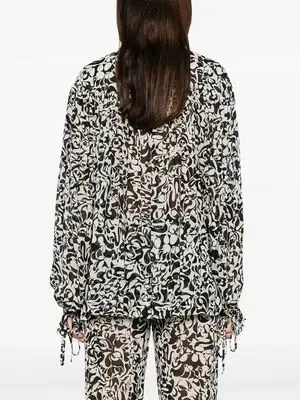 Dries Van Noten Abstract Print Ruffled Collar Shirt