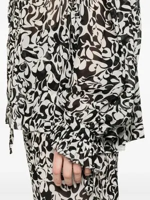 Dries Van Noten Abstract Print Ruffled Collar Shirt