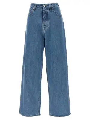 Vetements Baggy High Waisted Straight Leg Jeans - Blue