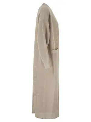 Brunello Cucinelli Sparkling Textured Cotton Long Cardigan
